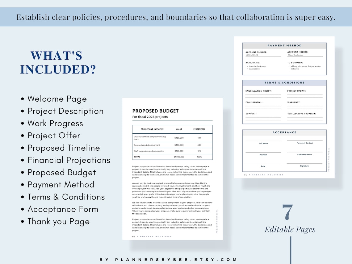Business Plan Template Business Planner Proposal Project - Etsy