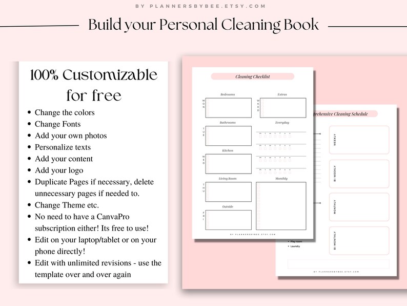 Editable Cleaning Schedule Printable Weekly Monthly Yearly - Etsy