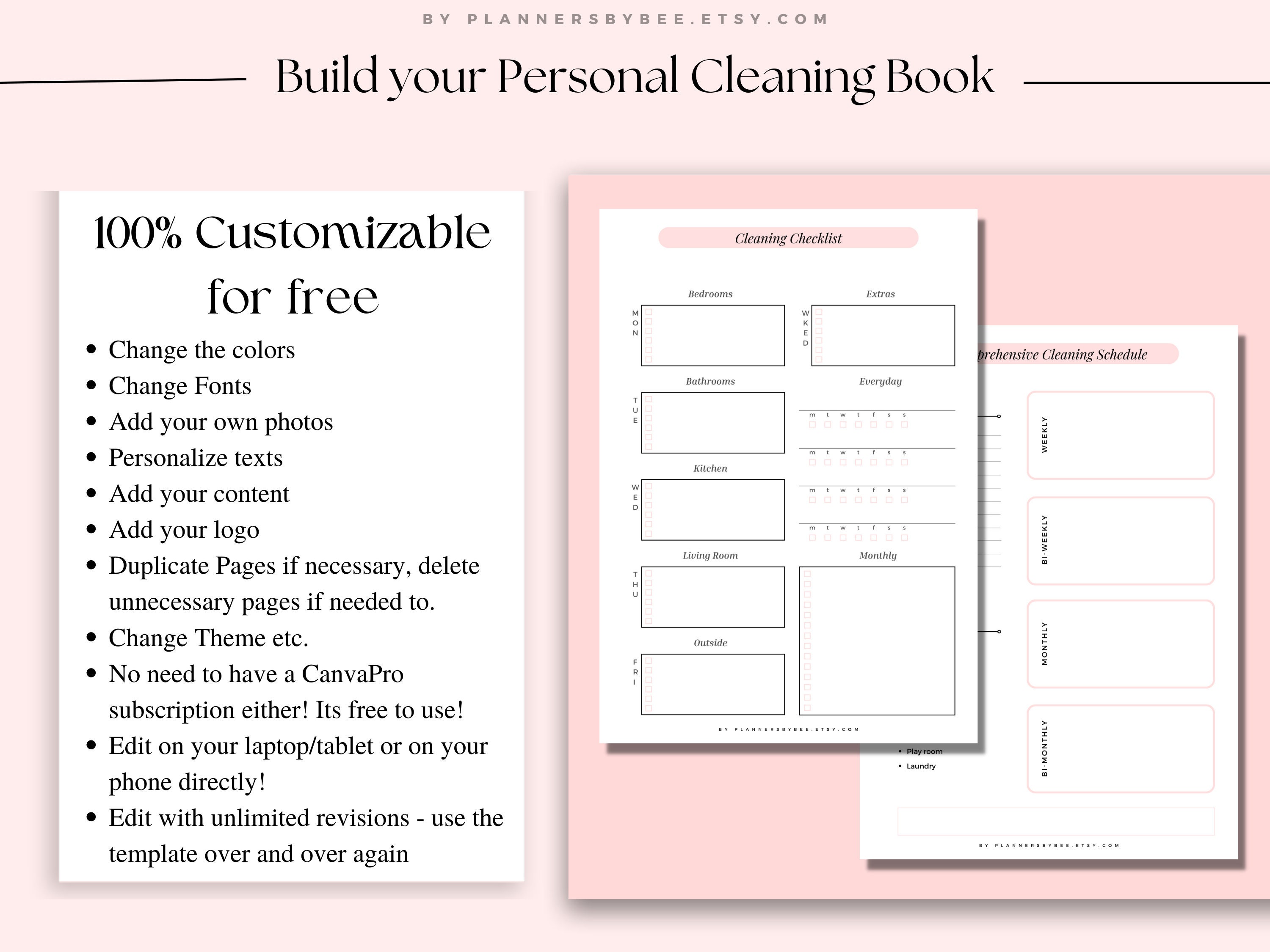 Editable Cleaning Schedule Printable Weekly Monthly Yearly - Etsy UK