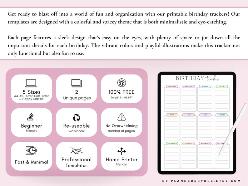 Editable Birthday Tracker Printable Birthday Planner - Etsy