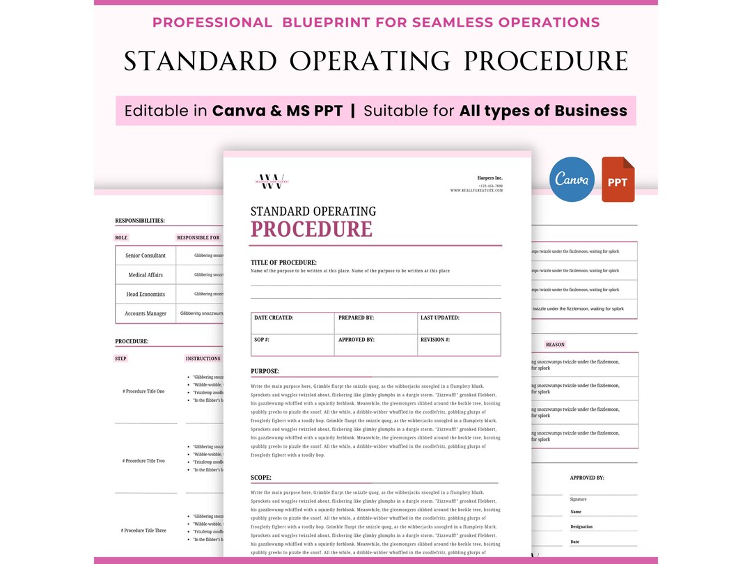 SOP Standard Operating Procedure Template, Project Details, Business ...