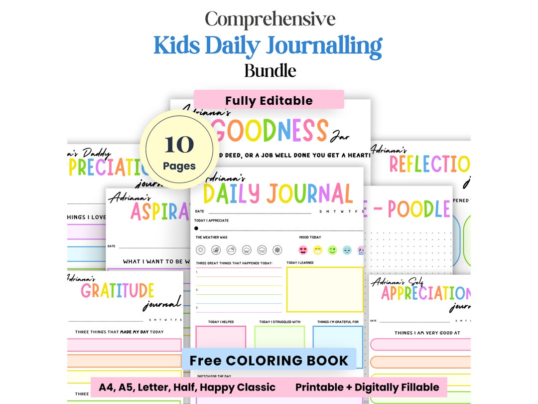 Kids Daily Journal, Printable Kids Journal, DIY Journal Pages, Workbook ...
