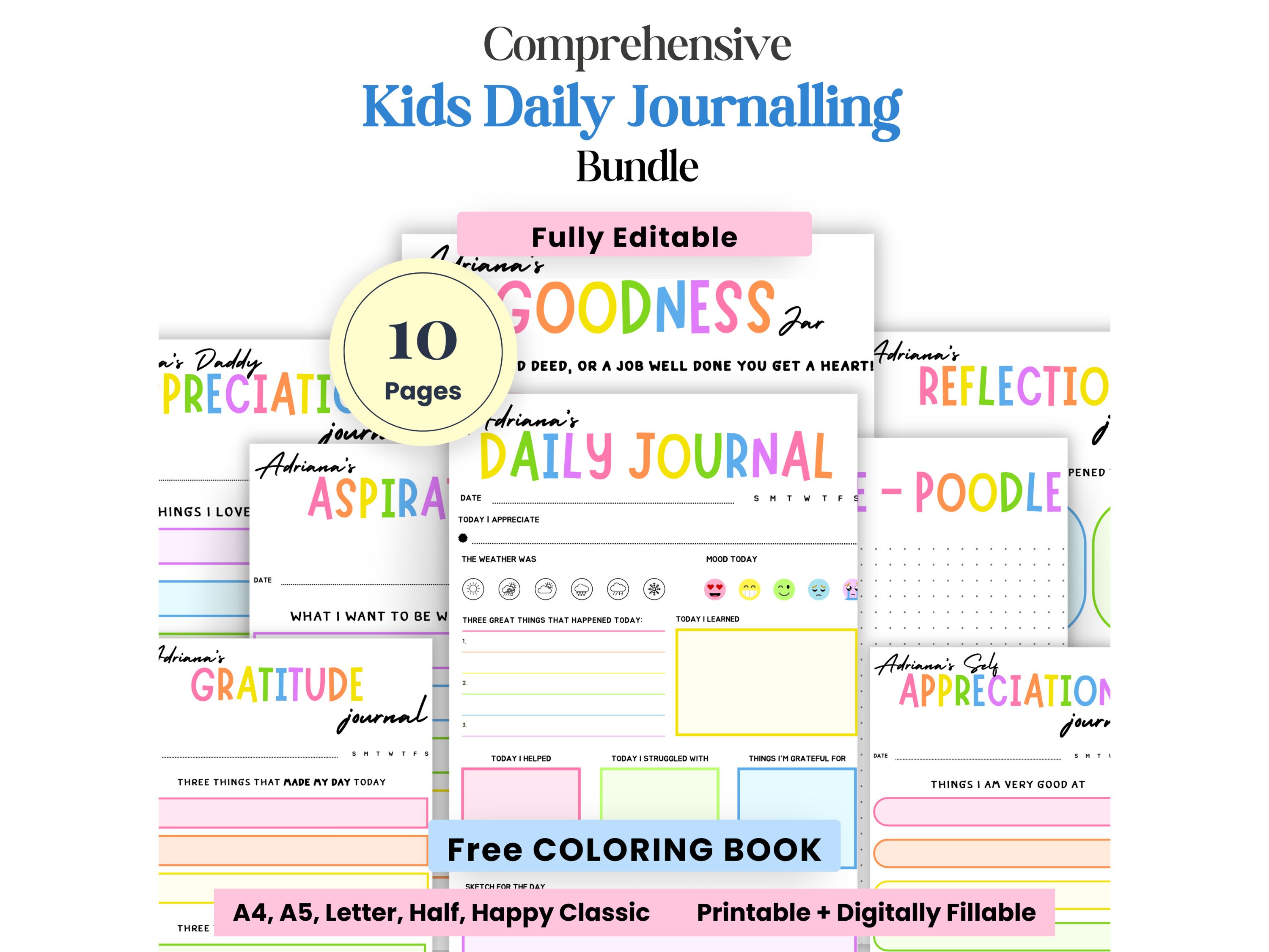 Kids Daily Journal Printable Kids Journal DIY Journal Pages - Etsy