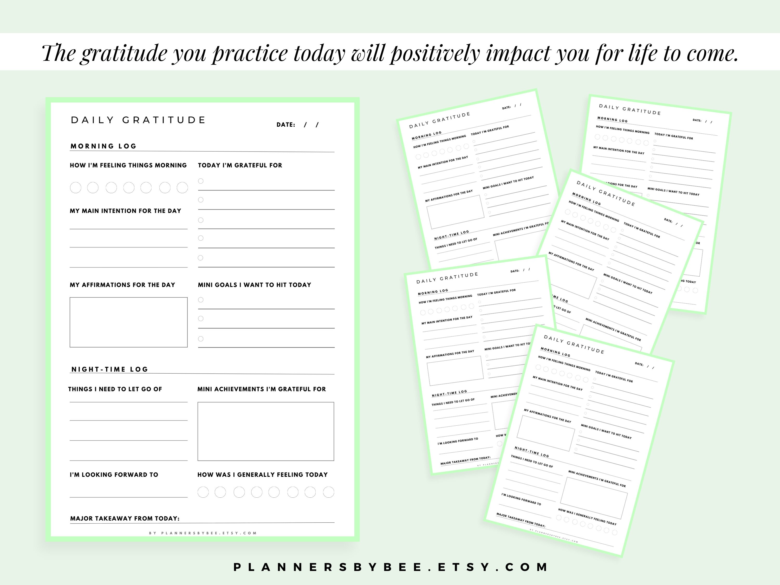 Gratitude Journal Printable Mindfulness Log Gratitude | Etsy