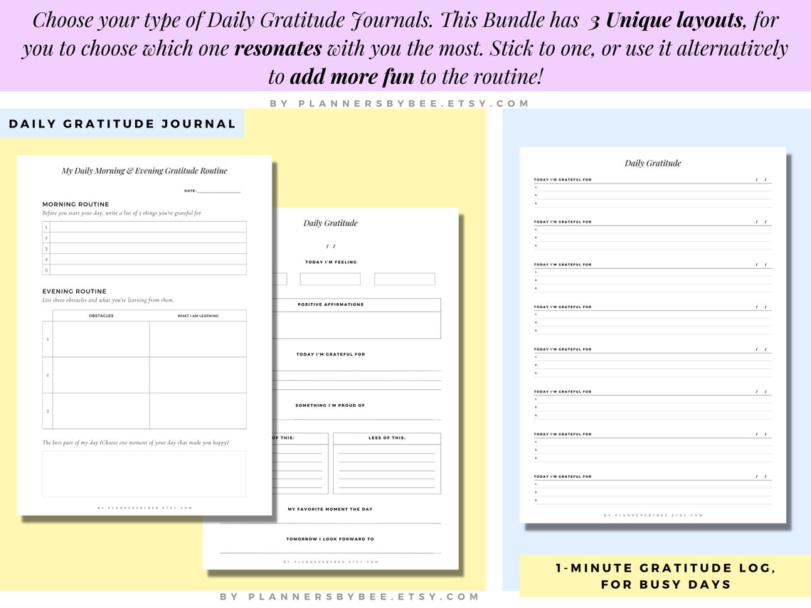 Gratitude Journal Printable Bundle Gratitude Template - Etsy