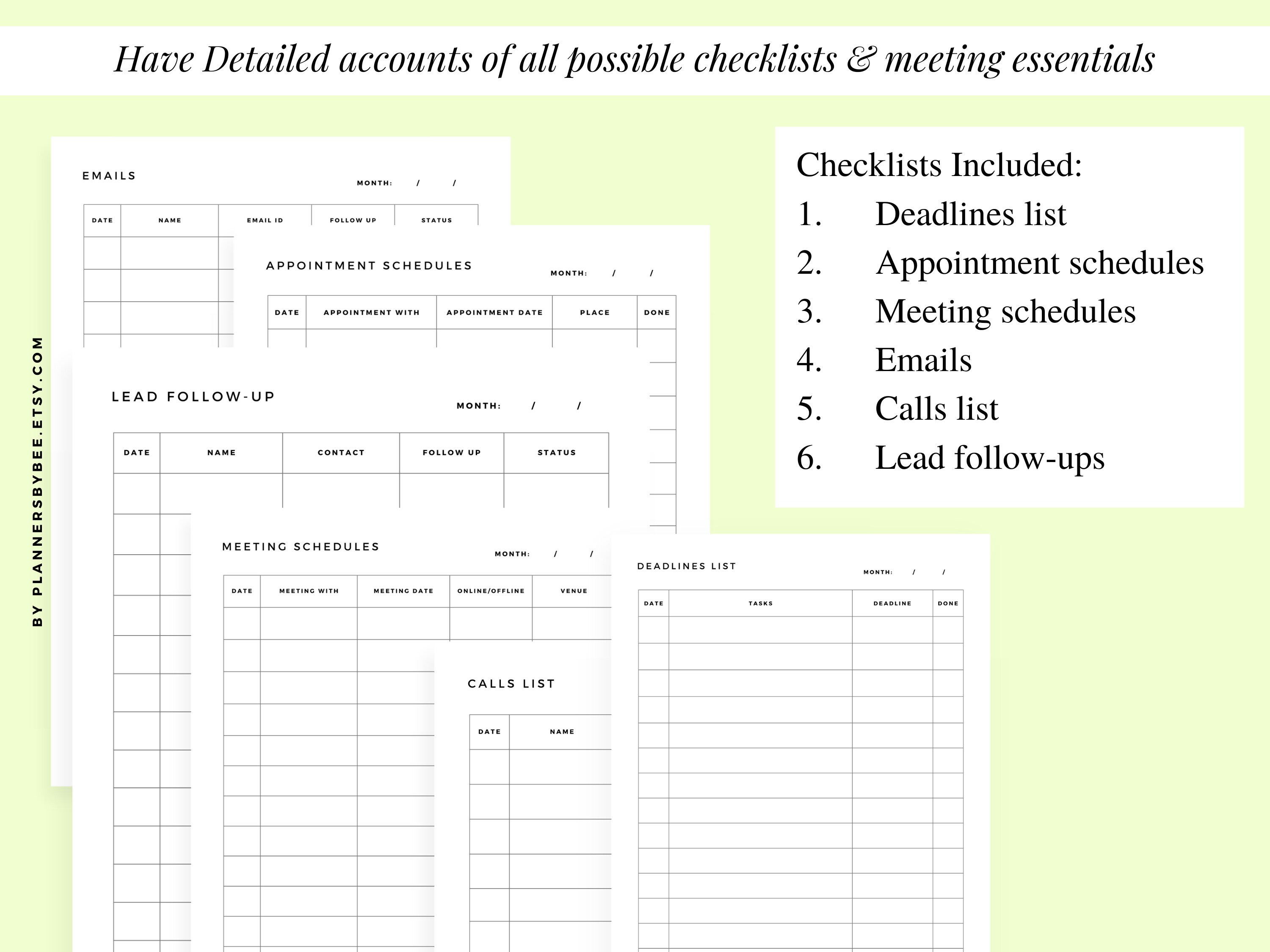 Office Planner Work Corporate Checklists Employee Planner - Etsy