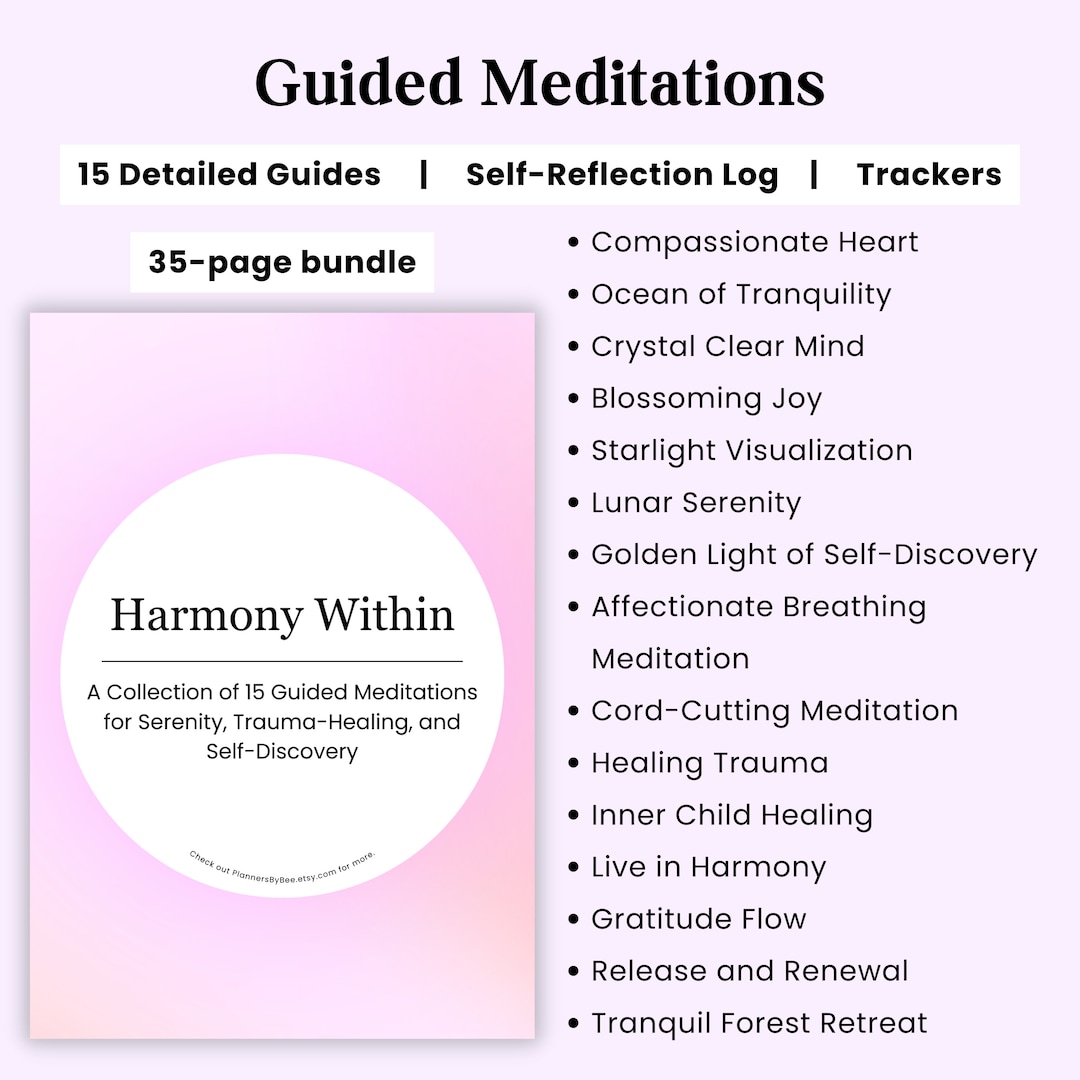 Meditation Journal, Guided Meditation Prompts, Digital Meditation ...