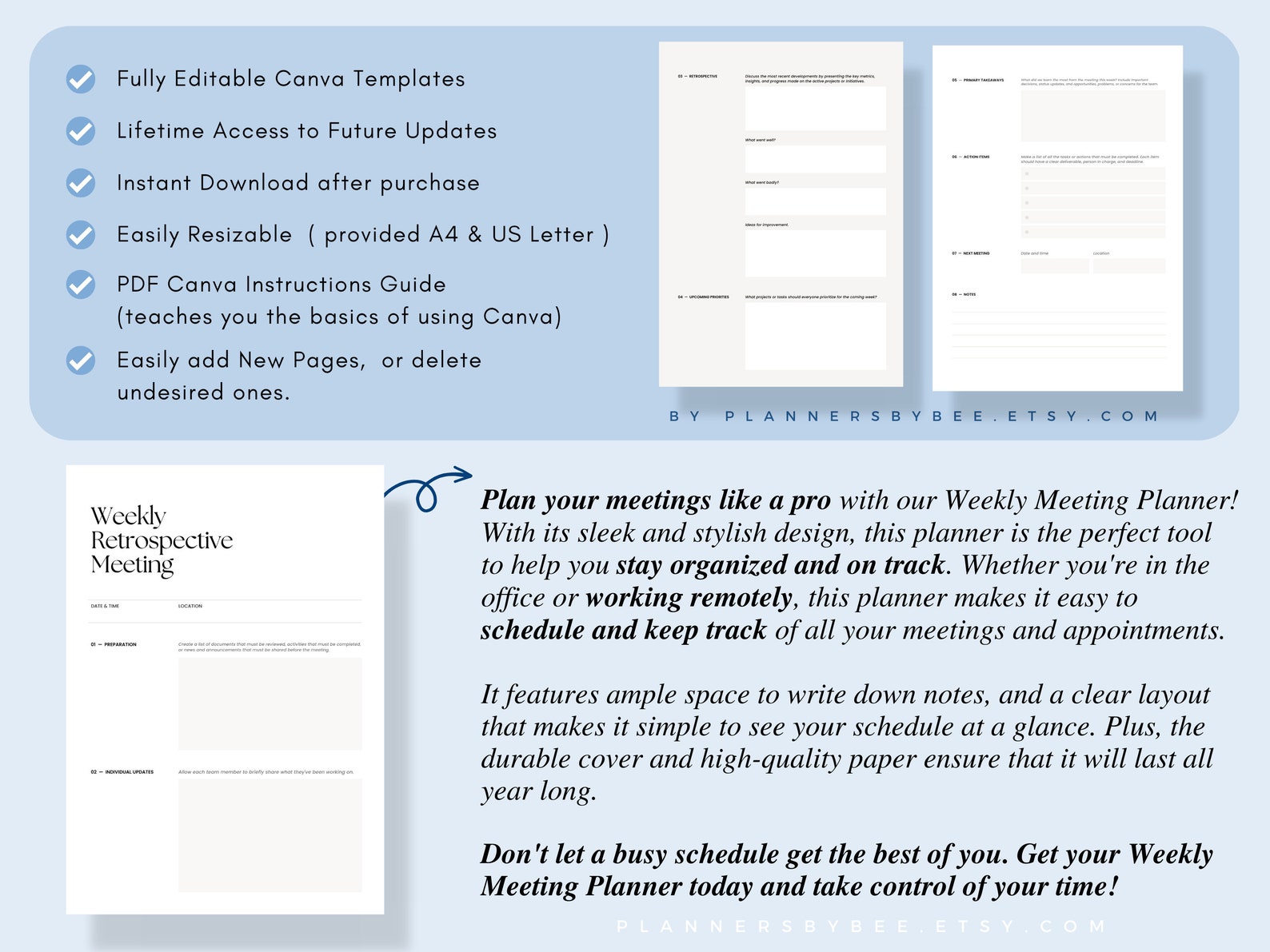Meeting Notes Template Editable Meeting Minutes Printable - Etsy