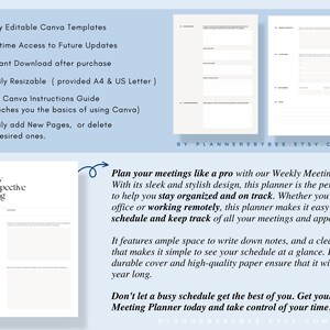 Meeting Notes Template, Editable Meeting Minutes, Printable Business ...