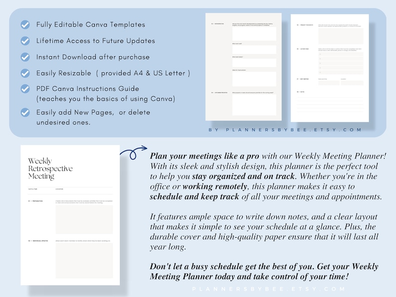 Meeting Notes Template Editable Meeting Minutes Printable - Etsy