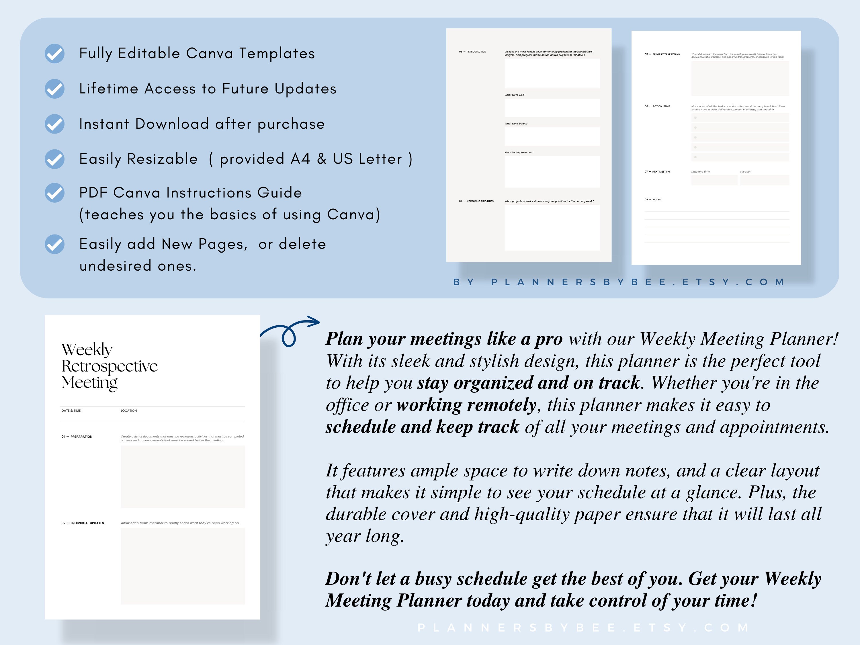 Meeting Notes Template Editable Meeting Minutes Printable - Etsy
