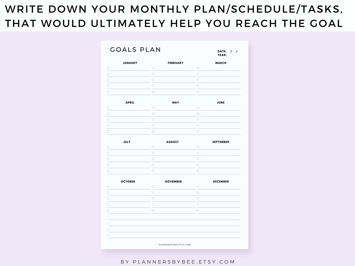 Top 4 Yearly Goals Planner Goal Setting Goal Planning | Etsy