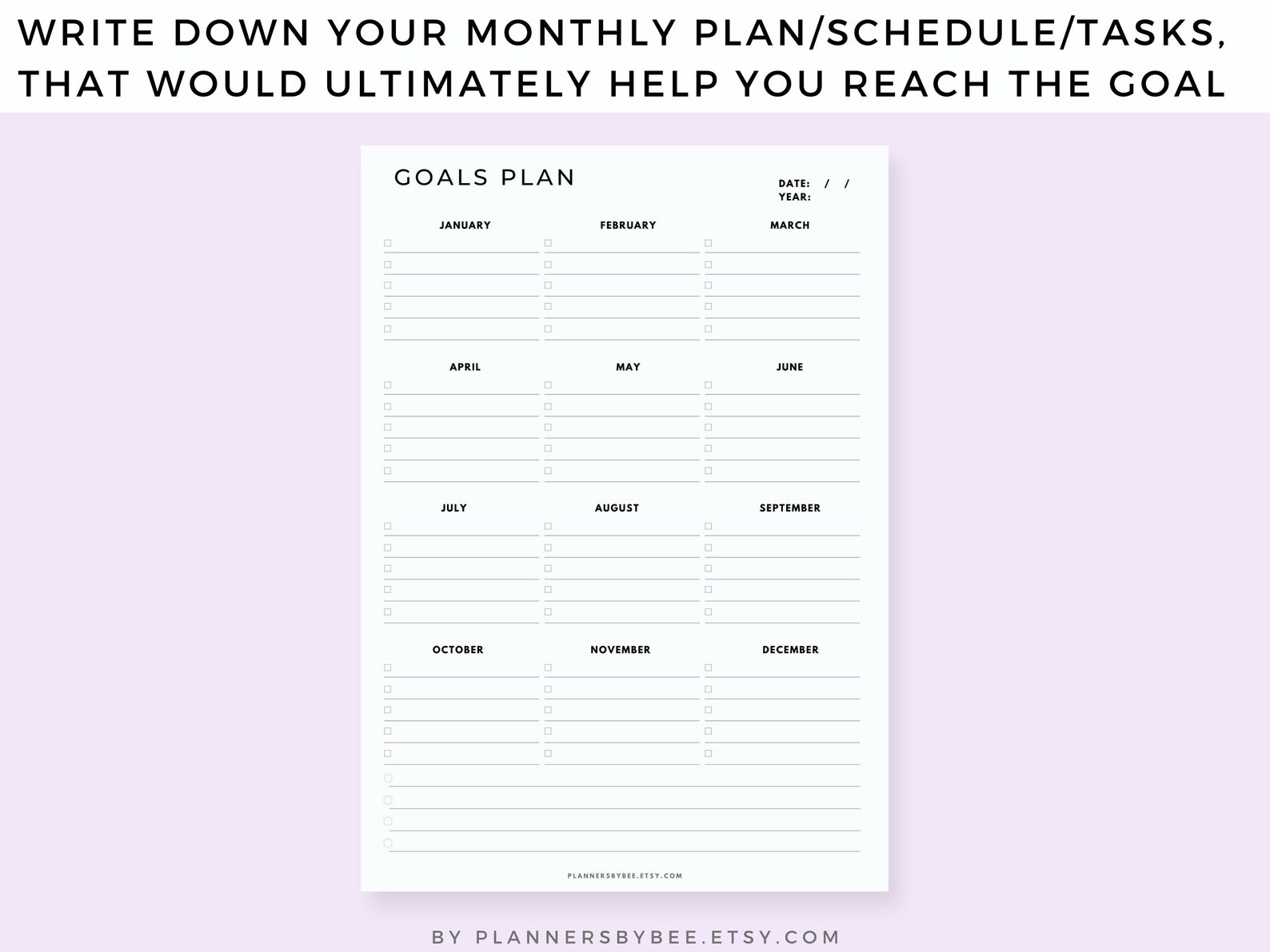 Top 4 Yearly Goals Planner, Goal Setting, Goal Planning, Productivity ...