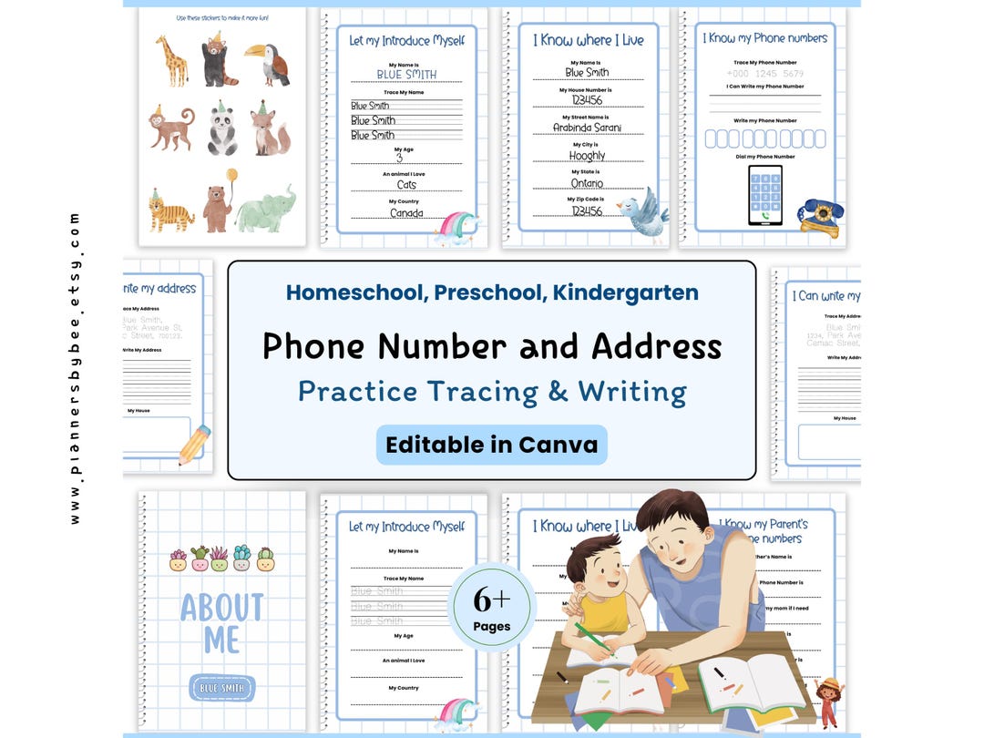 Editable Phone Number and Address Preschool Printable Number Activity ...