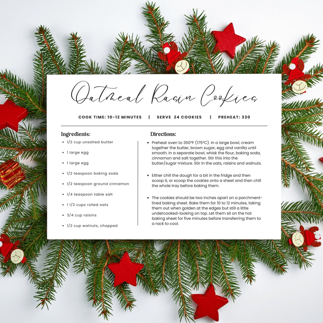 Editable Recipe Card Binder, Digital Recipe Book, Holiday Recipe Card ...