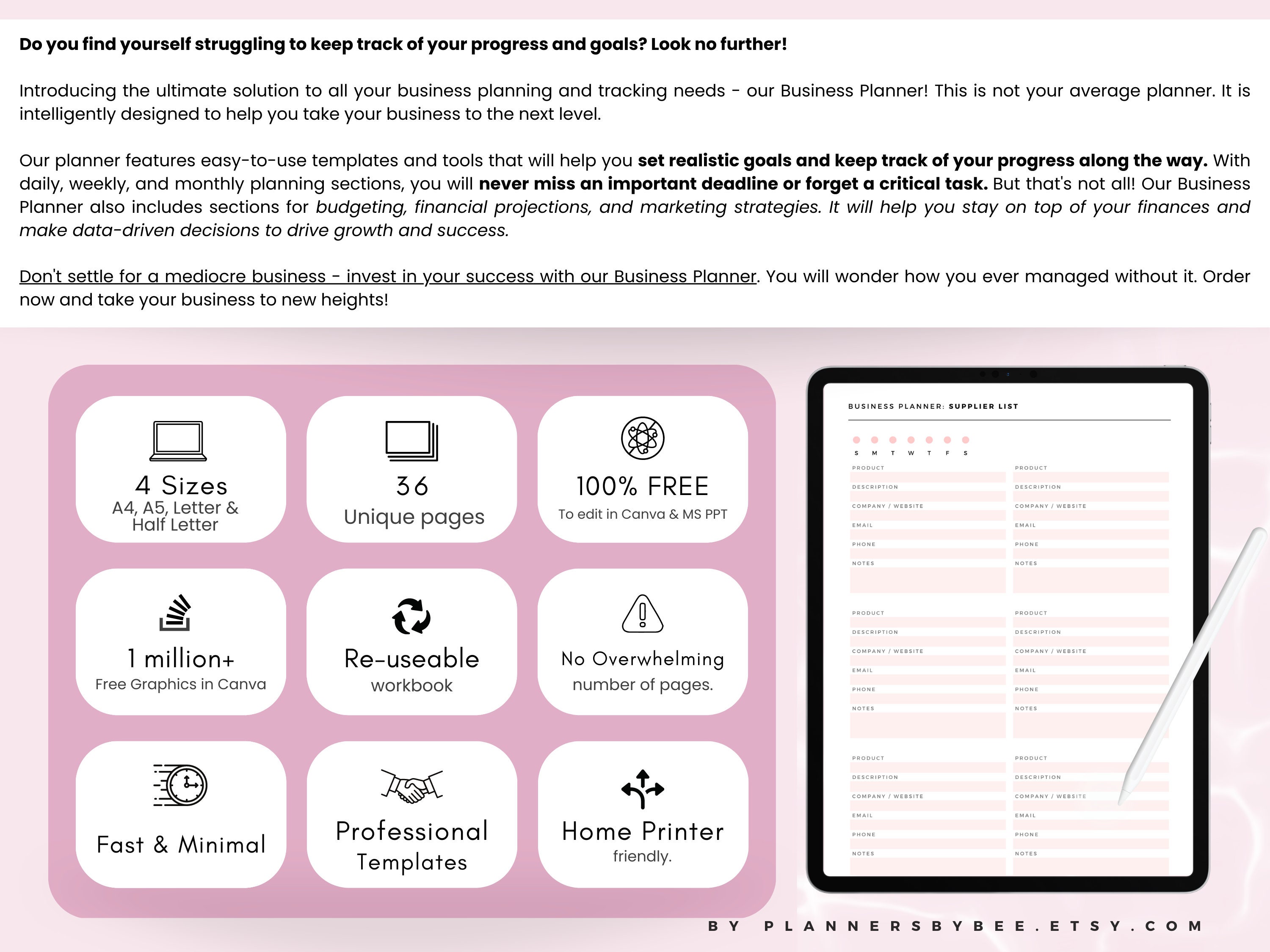 Business Planner Printable BUNDLE Small Business Planner - Etsy
