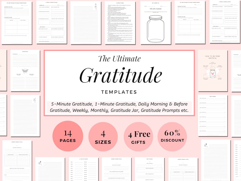 Gratitude Journal Printable Bundle Gratitude Template - Etsy