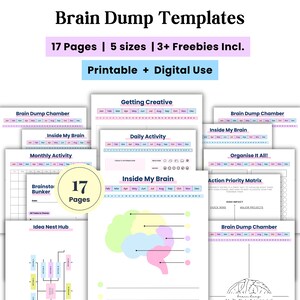 Brain Dump Printable, Thoughts Organizer, Digital Brain Dump Template, Mind Declutter, Brain ...