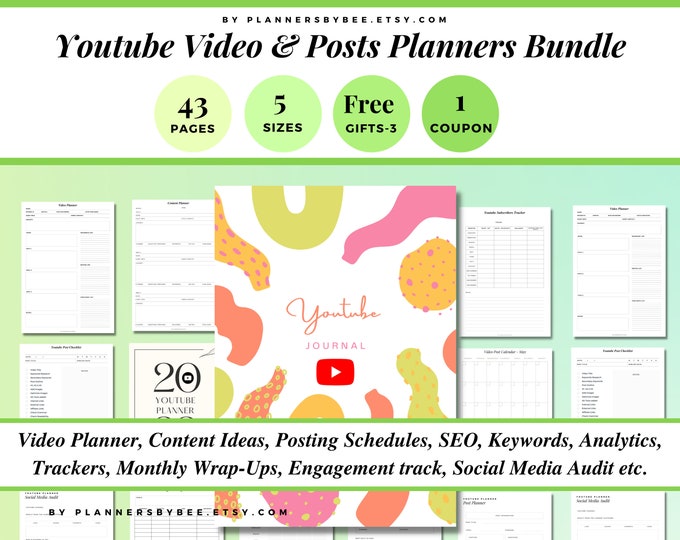Youtube Planner, Youtube Planner Printable, Youtube Planner Digital ...