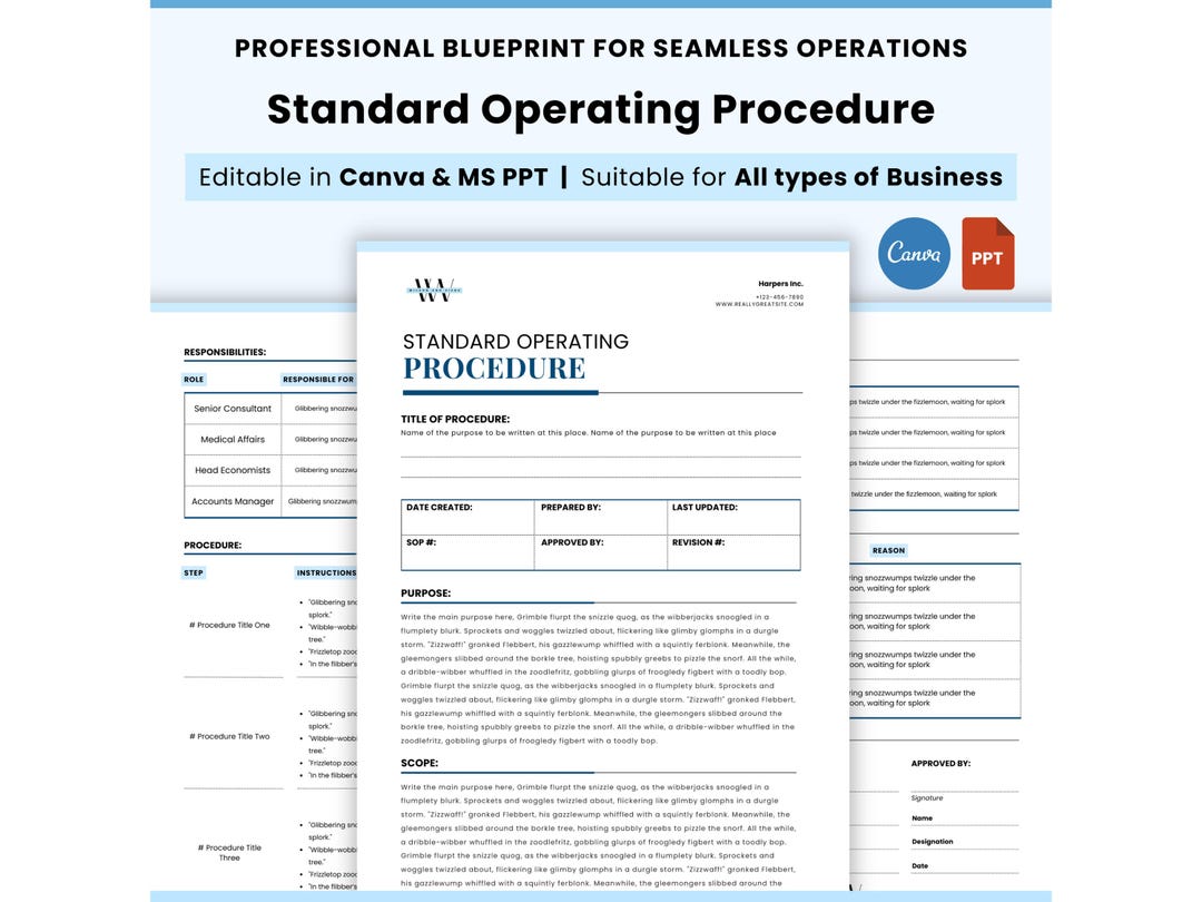Standard Operating Procedure Template, SOP, Project Details, Business ...