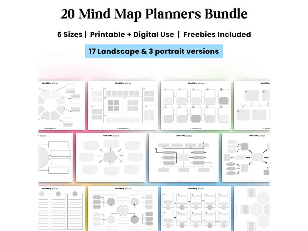 Mind Map, Mind Map template, Printable Mind Map Planner, Study Guide ...