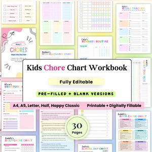 Editable Kids Chore Charts, School Routine, Behavior Chart ...
