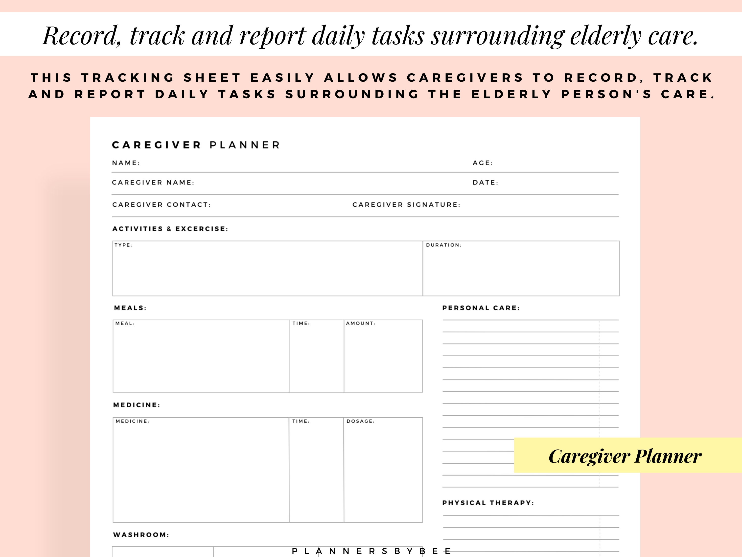 Caregiving Elderly Care Checklist EDITABLE Printable - Etsy