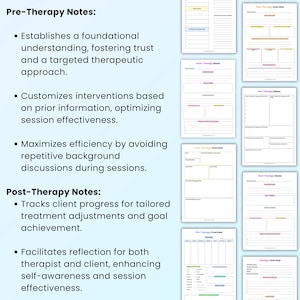 Pre and Post Therapy Session Notes, Therapy Tools, Therapy Overview ...