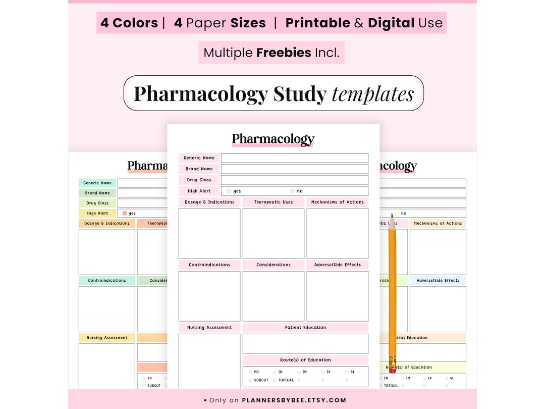 Pharmacology Templates, Pharma Template Chart, Note Sheets for Nurse ...