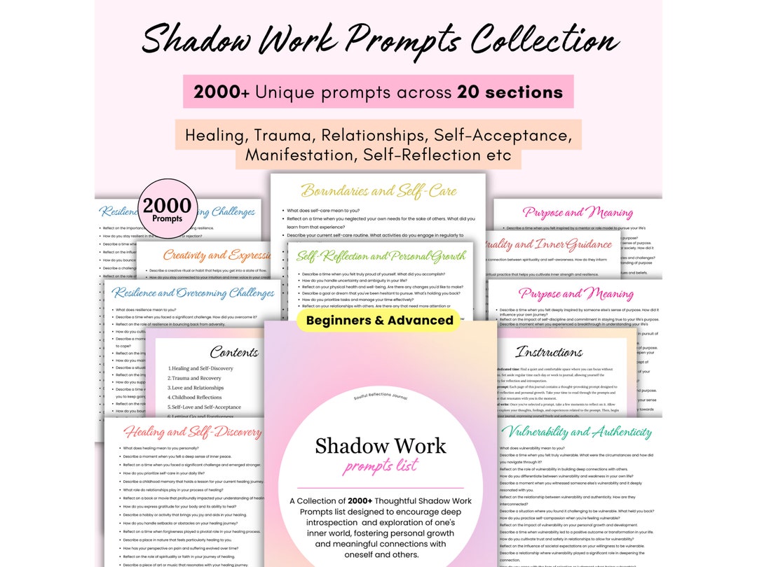Shadow Work Journal Prompts, Shadow Self Work Questions Workbook ...
