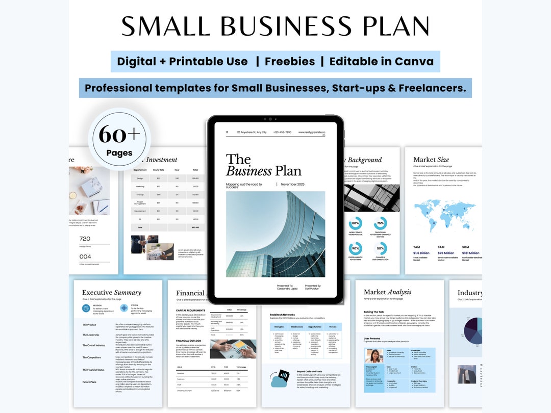 Small Business Plan Template Canva 2024 Digital Business Plan Start up ...