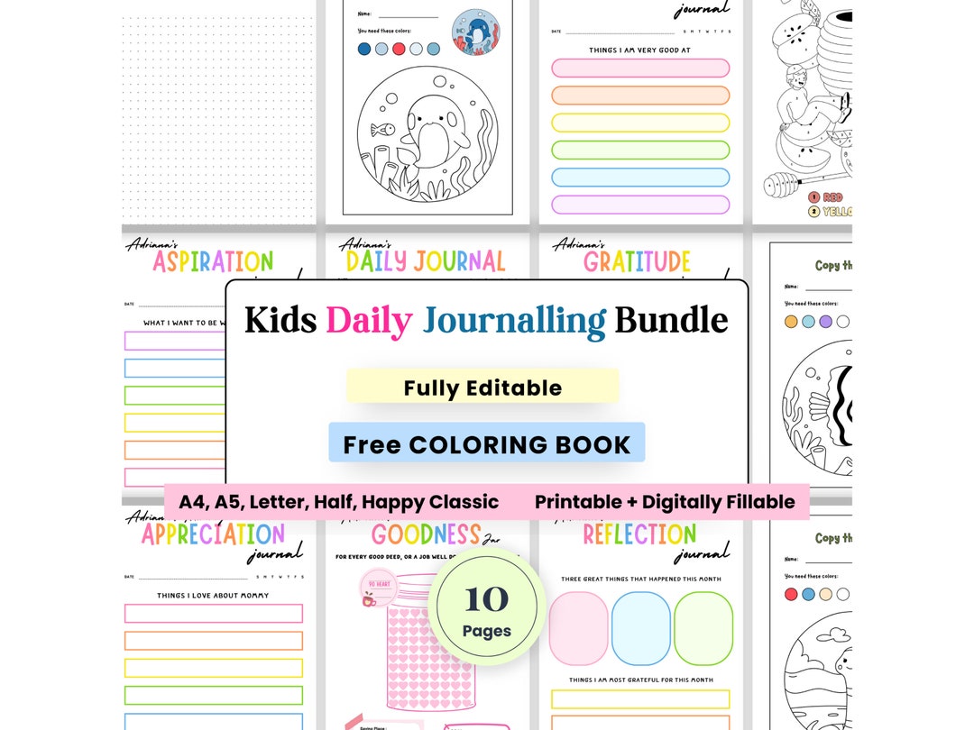 Kids Daily Journal, Printable Kids Journal, DIY Journal Pages, Workbook ...