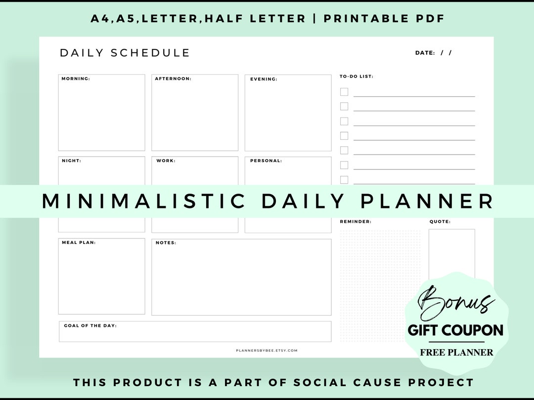 Landscape Daily Planner Printable, Daily To-do List for Work, Office ...