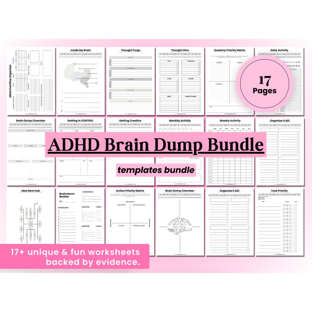 Brain Dump Journal Printable, Mental Health Check-in, Priority Matrix ...