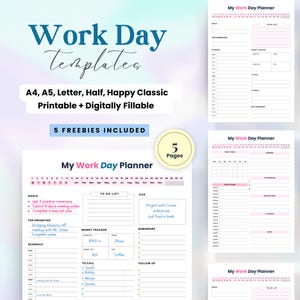 Editable Work Planner Printable Work Day Schedule Template Daily ...
