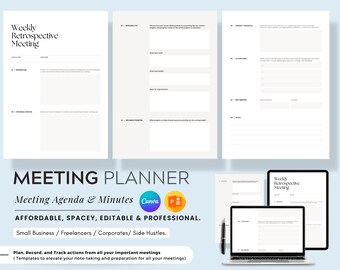 Meeting Minutes Printable Meeting Notes Template Digital - Etsy