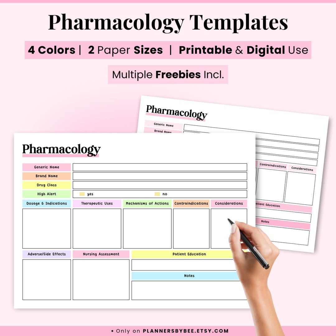 Pharmacology Templates Cards, Pharma Template Chart, Note Sheets for ...