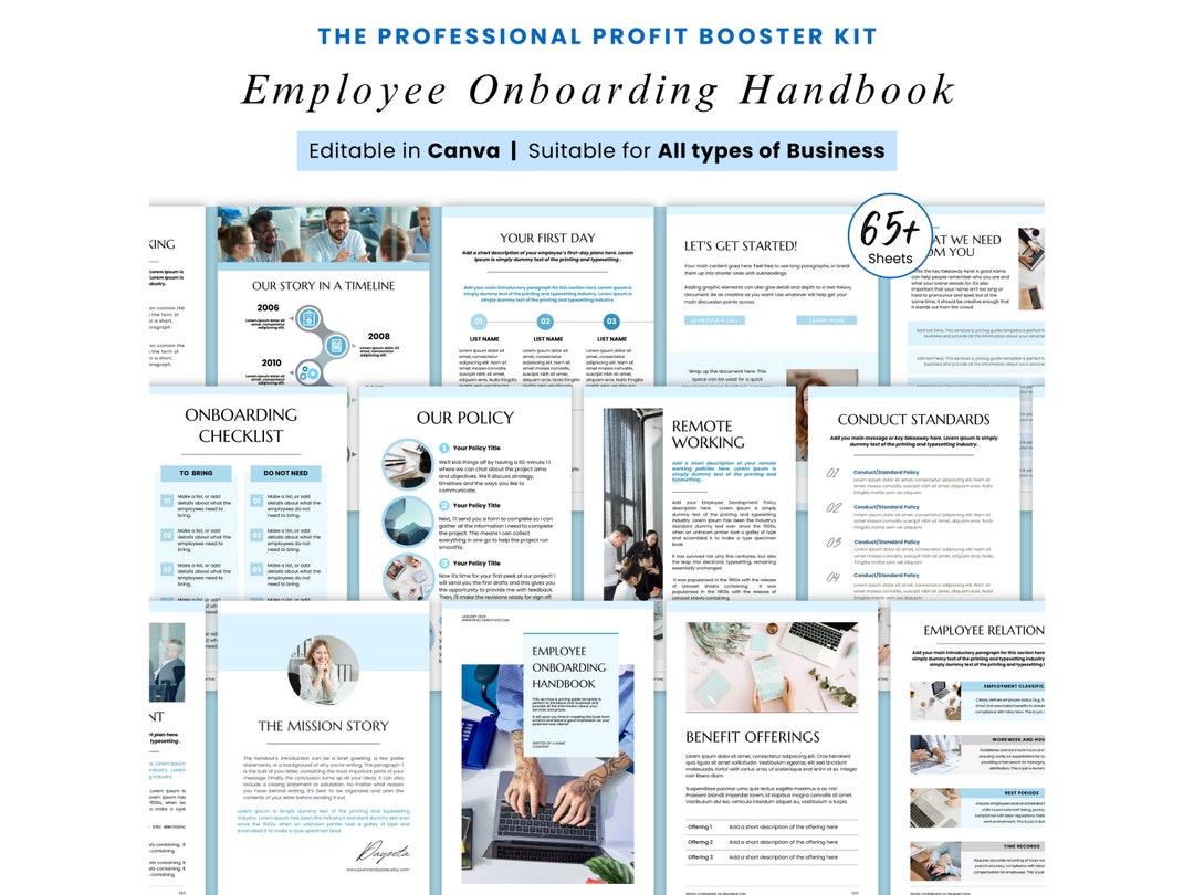 Employee Onboarding Template, Employee Handbook Template Canva, Small ...