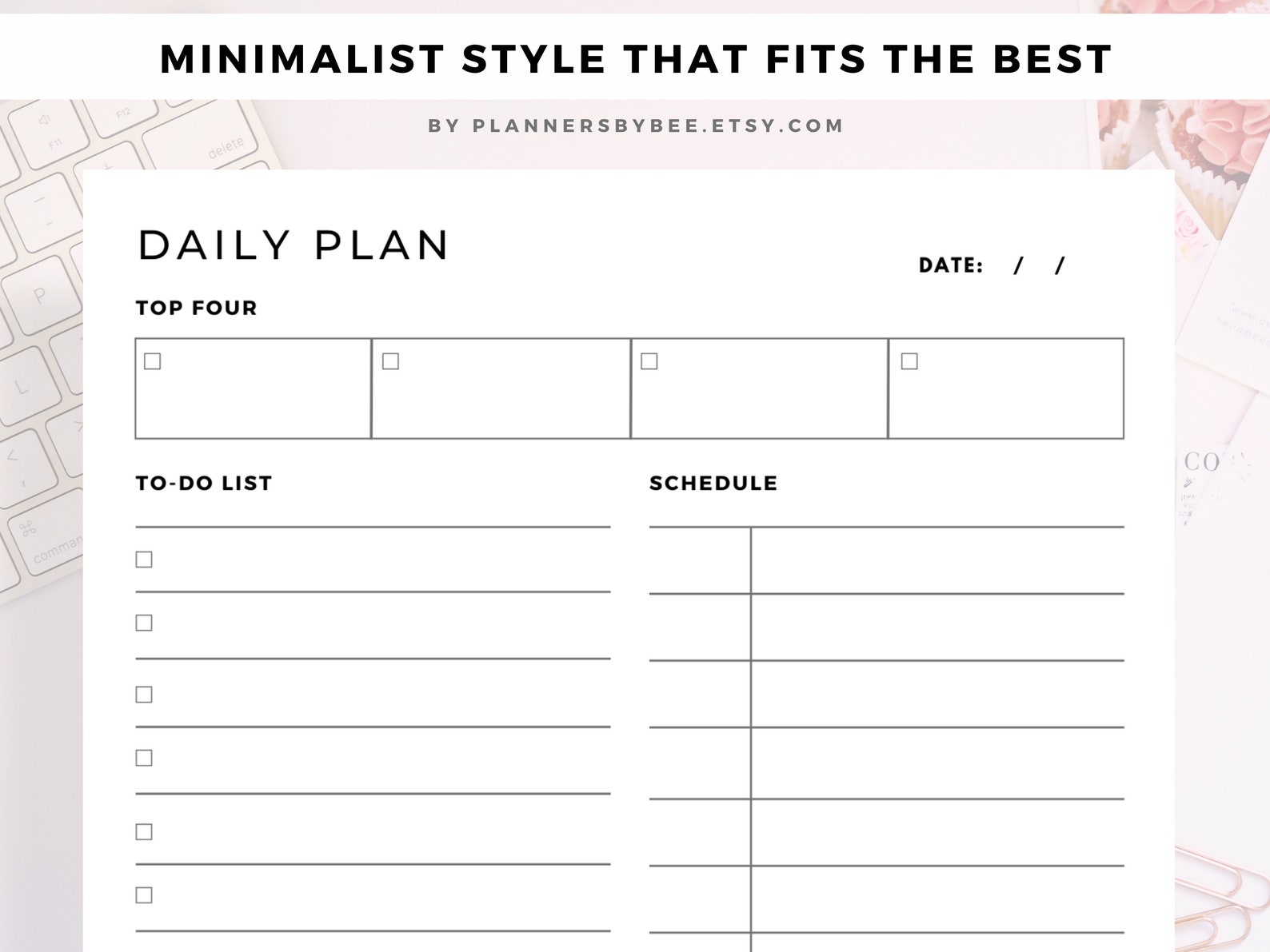 Daily Schedule Planner Printable PDF Daily to Do List for | Etsy
