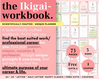 Learn Your Ikigai Workbook With a Guide to Self-work Improvement: Life ...