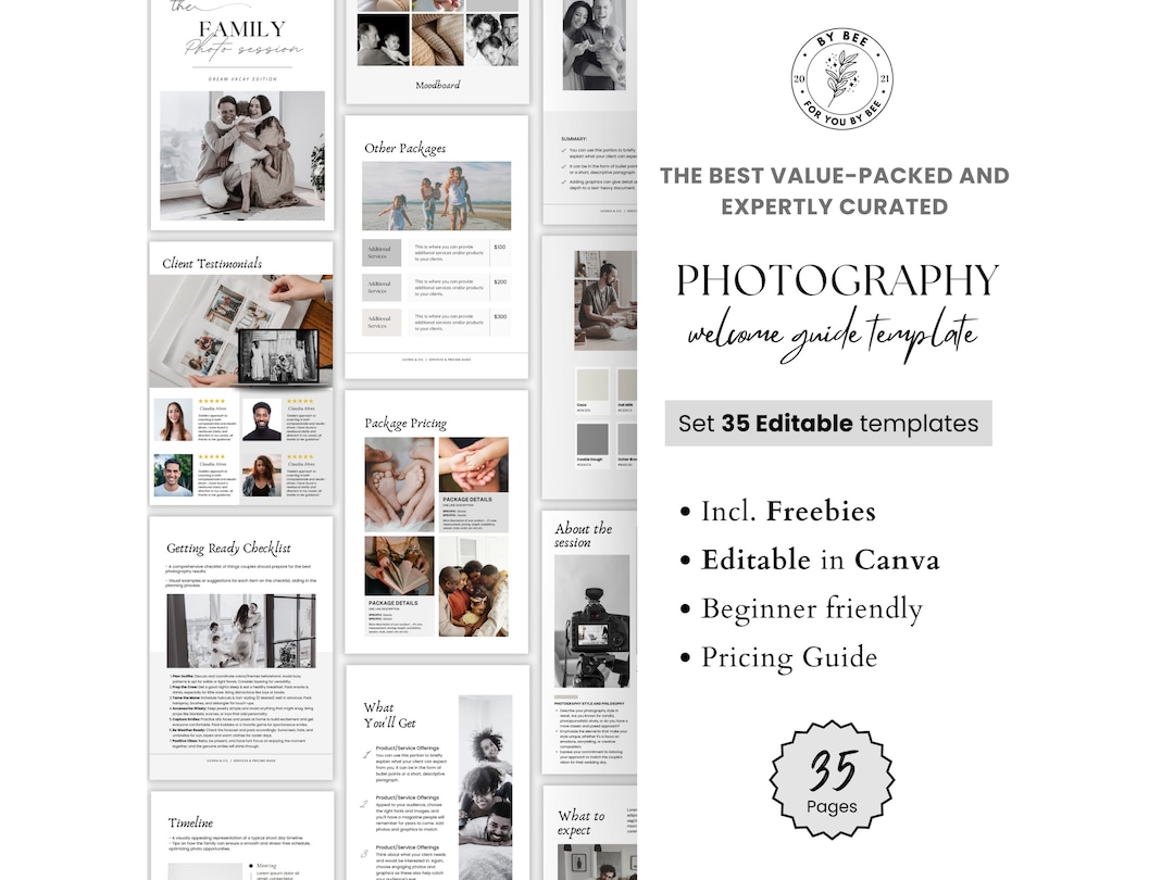 Photography Business Template Bundle, Photographer Branding Kit Welcome ...