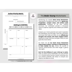 Brain Dump Journal Printable, Mental Health Check-in, Priority Matrix ...