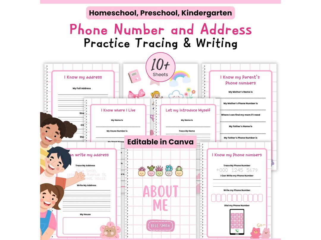 Editable Phone Number Address, Preschool Printable Number Activity ...