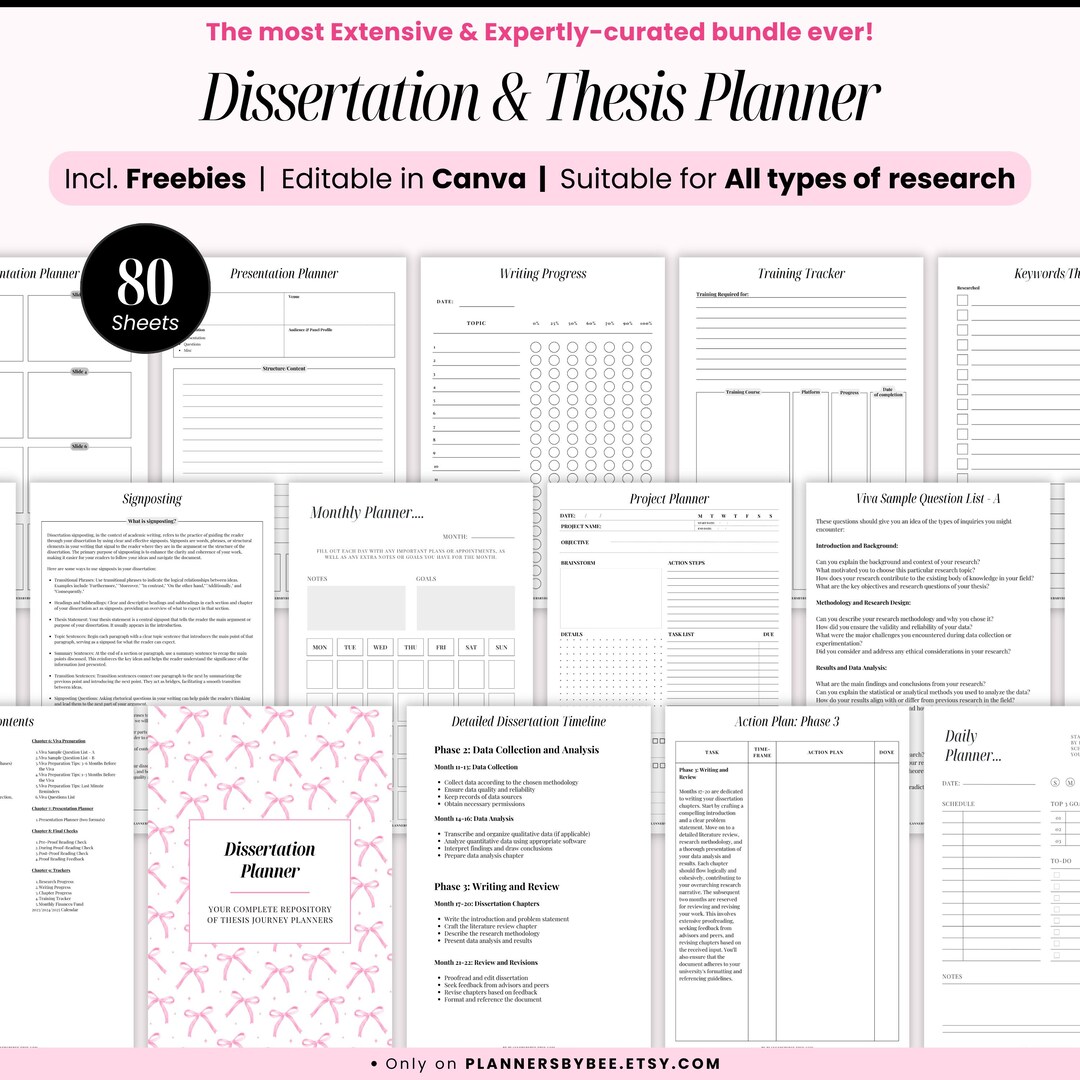 Dissertation Planner, 2025 Thesis Dissertation Journal, Final Year ...