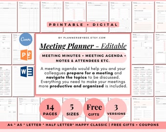 Meeting Minutes Printable Meeting Notes Template Digital - Etsy