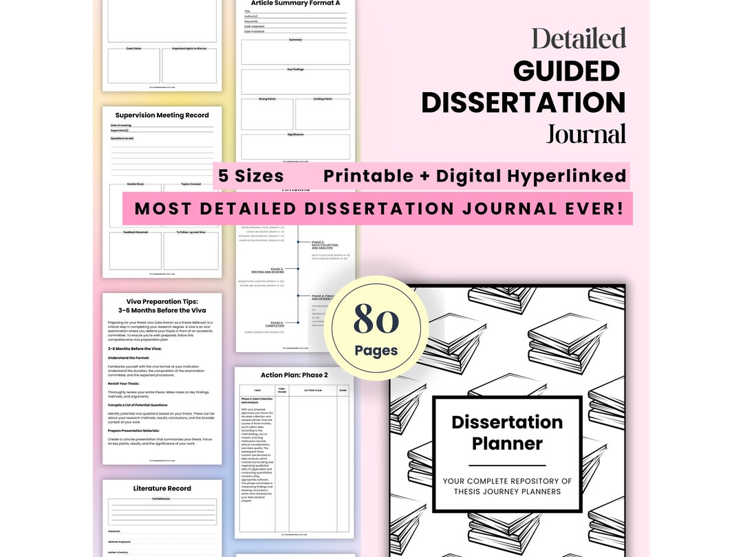 Dissertation Planner, 2024 Thesis Dissertation Journal, Final Year ...