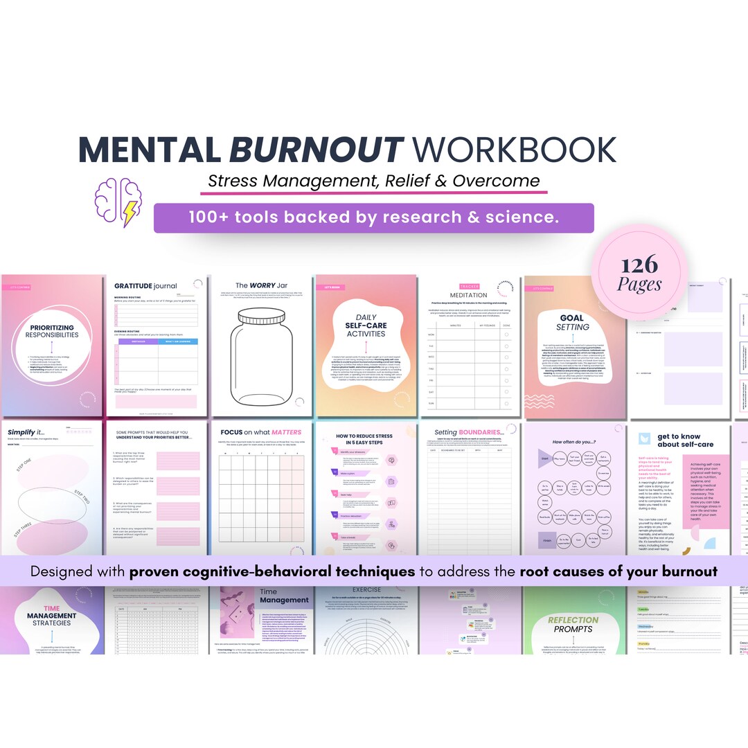 Buy Stress Management, Mental Burnout Workbook, Anxiety Control, Self ...