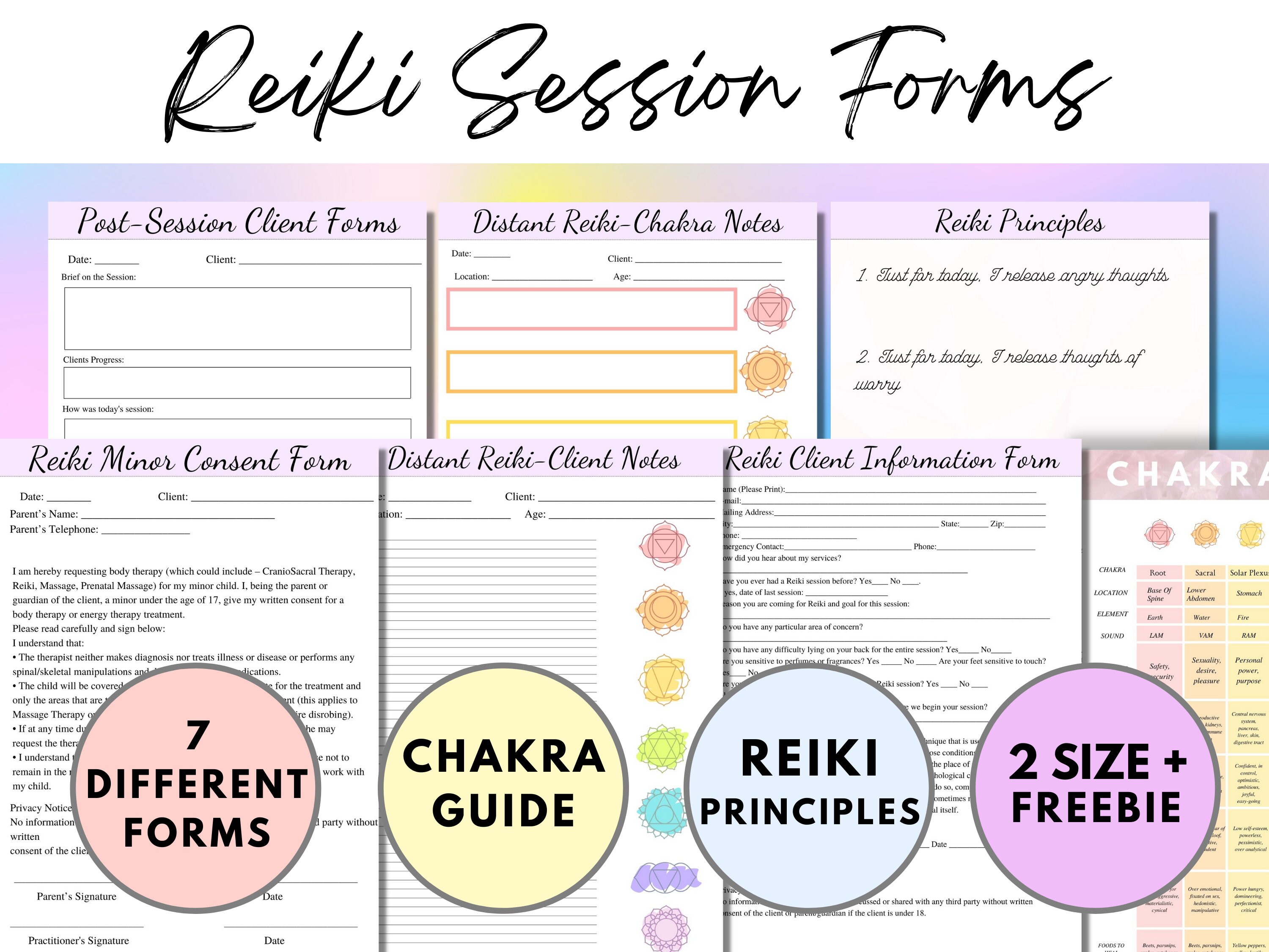 Reiki Session Form Bundle, Reiki Post-session Form Bundle, Reiki Post ...