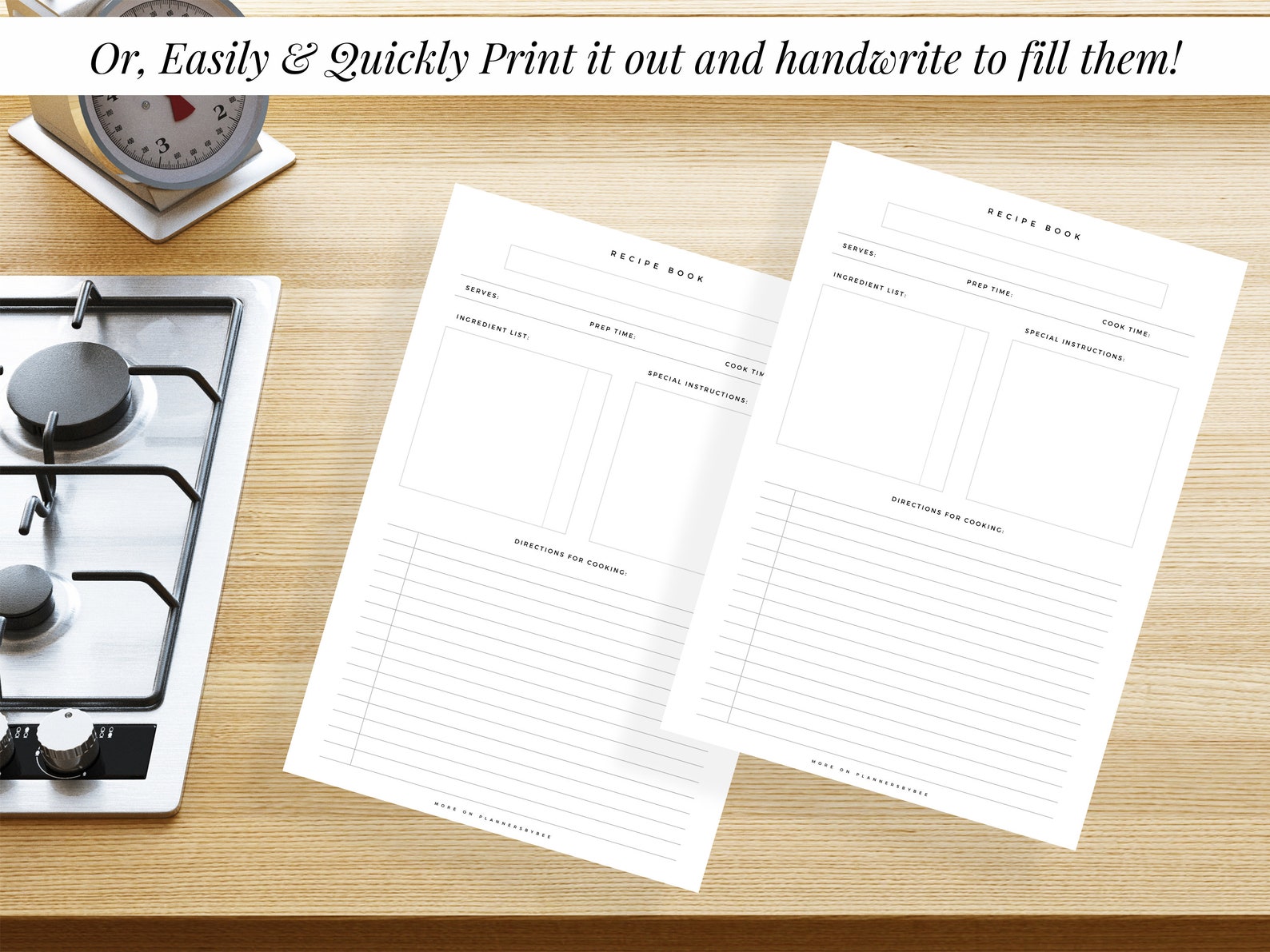 Minimalist Fillable Recipe Template Printable Recipe Template - Etsy