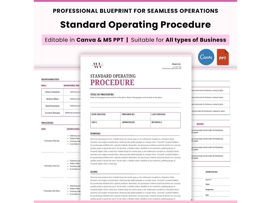 Buy SOP Template Bundle: Business Procedure Document (canva & MS PPT ...